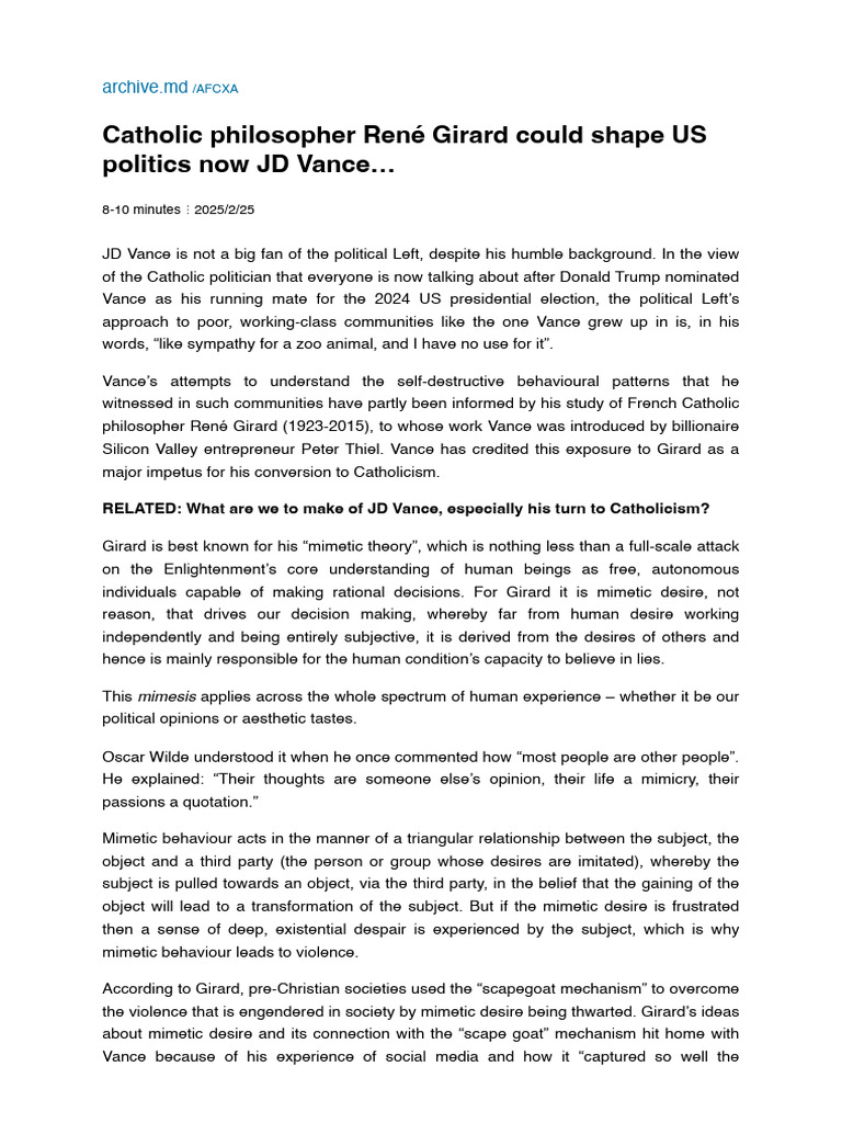 250526补充材料丨Catholic philosopher René Girard could shape US politics now ...