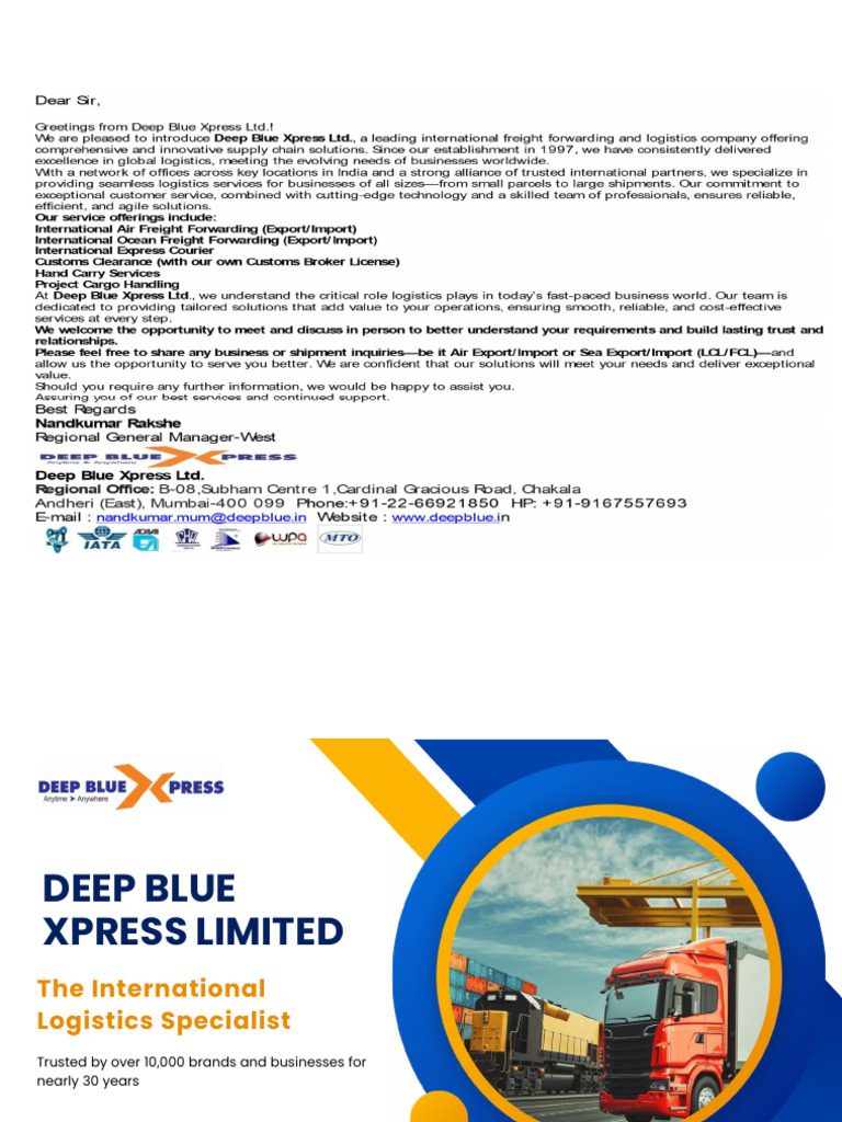 Deep Blue Xpress: Global Logistics Leader | PDF | Logistics | Business