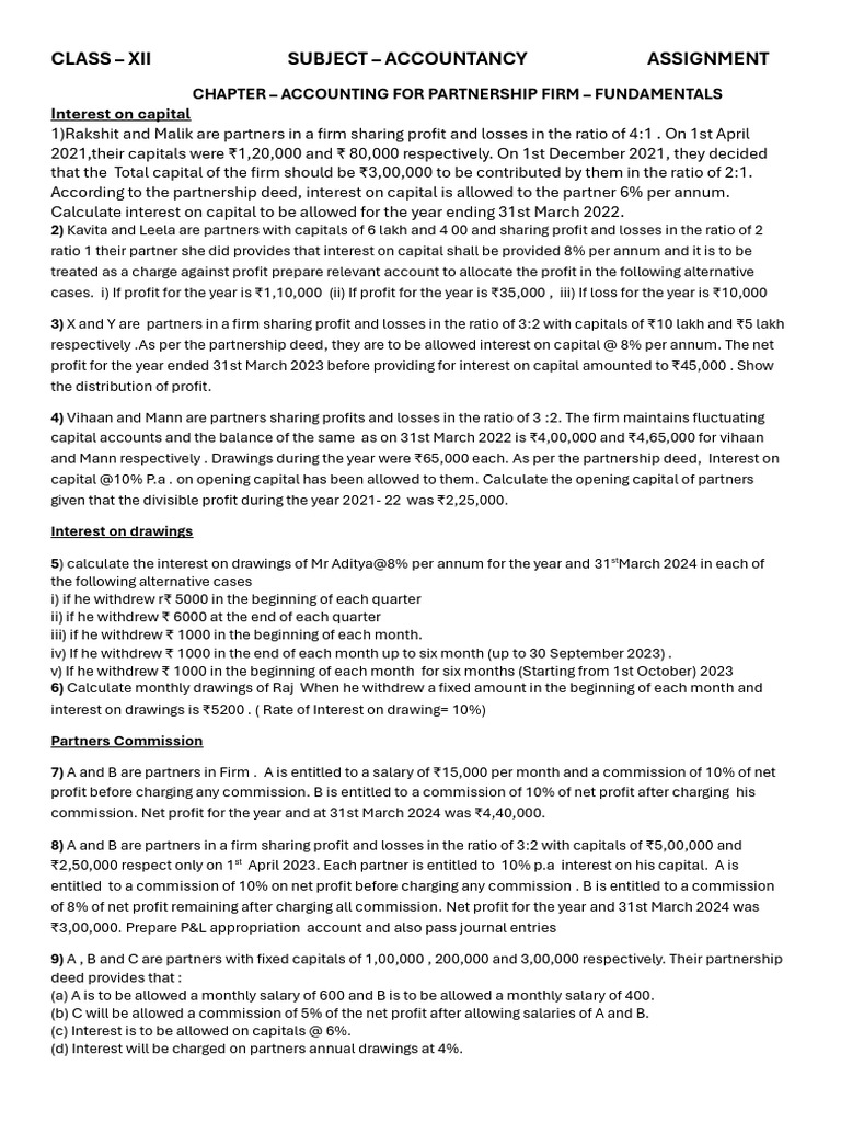 Accounting For Partnership Firm - Fundamental Assignment | PDF ...