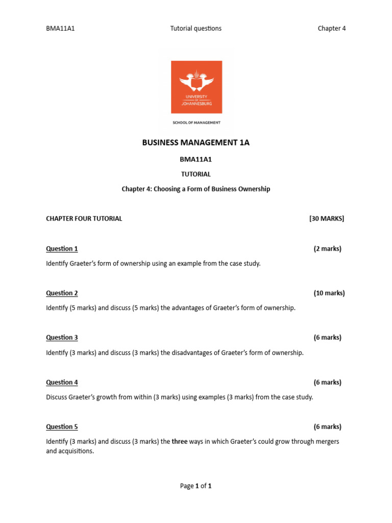 Chapter 4 Tutorial Questions | PDF