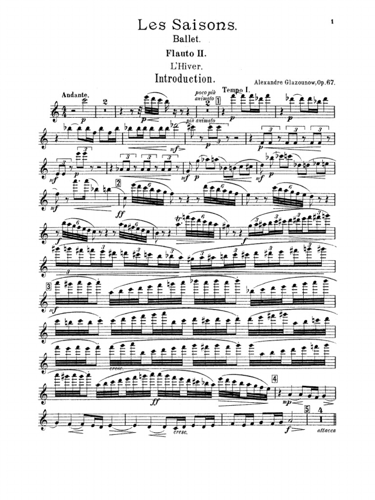 IMSLP695553-PMLP17139-Glazunov the Seasons, Op.67 - Flute 2 | PDF