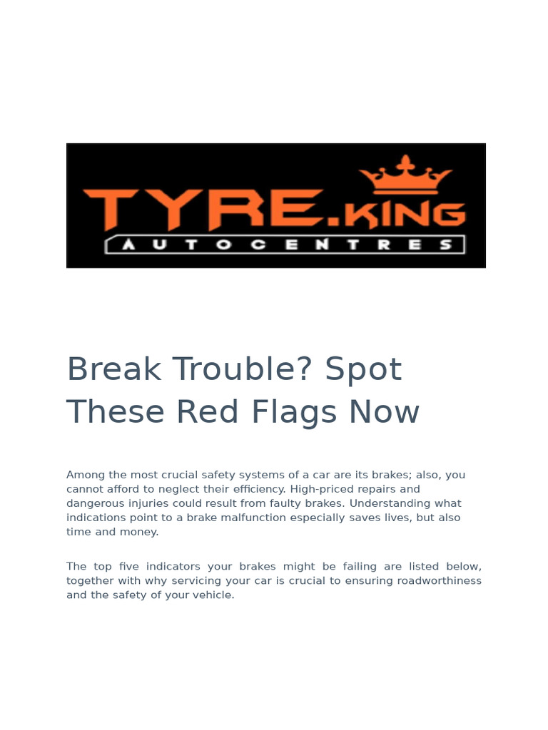 Break Trouble - Spot These Red Flags Now | PDF | Brake | Safety
