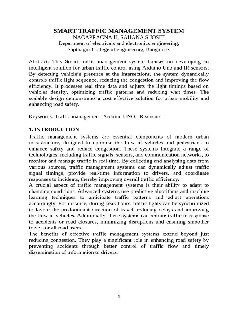 Smart Traffic Management System | PDF | Traffic | Arduino