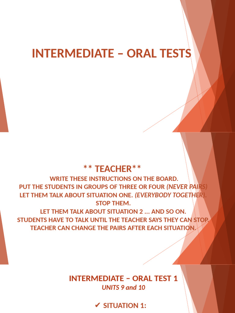Intermediate - Oral Tests | PDF