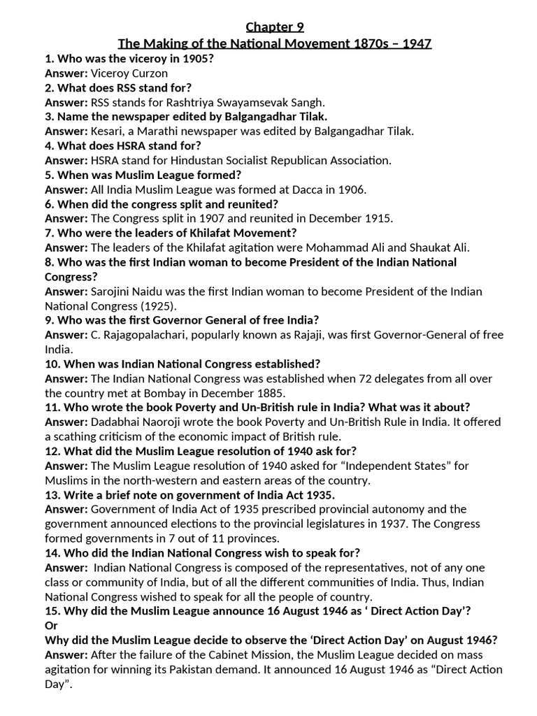 The Making of The National Movement 1870s - 1947 | PDF | Mahatma Gandhi | Indian National Congress