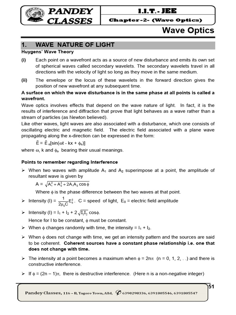 2 (A) - IIT - Wave Optics | PDF | Diffraction | Waves