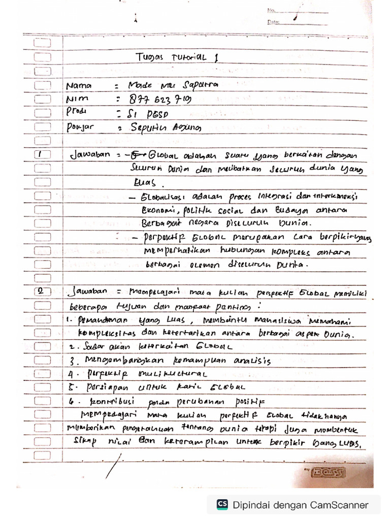 Tugas Tutorial 1 Perspektif Global | PDF