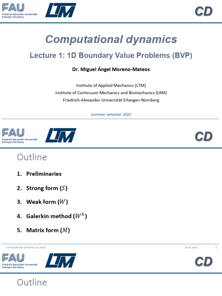 1st Lecture Computational Dynamics, MA Moreno-Mateos | PDF | Finite Element Method | Functions ...