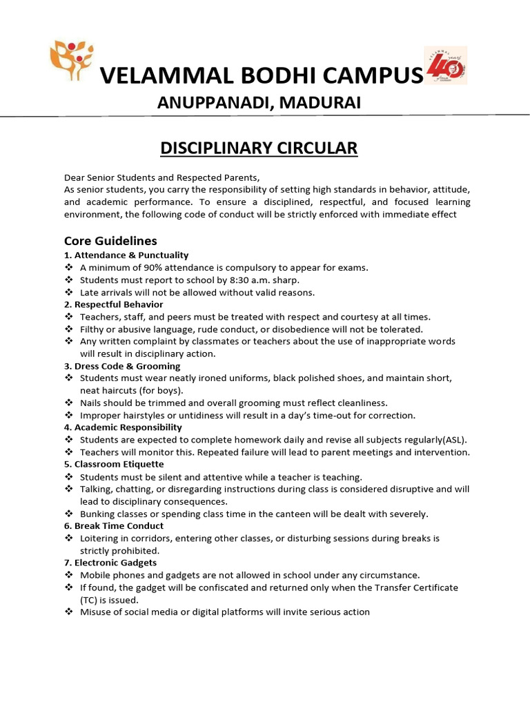 Disciplinary Guidelines for Students | PDF | Teachers