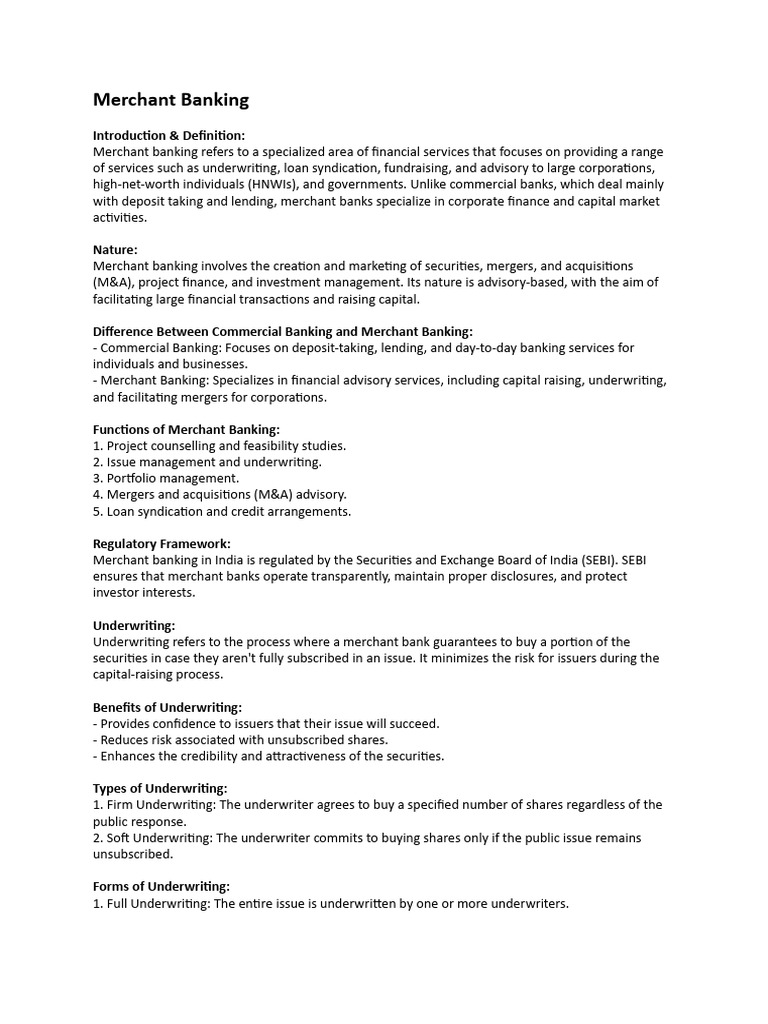 FMI - Merchant Banking - Naisha Modgil 231076 | PDF | Banks | Underwriting