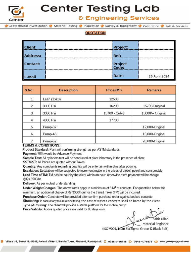 Concrete Quotation (For Editing) | PDF | Concrete