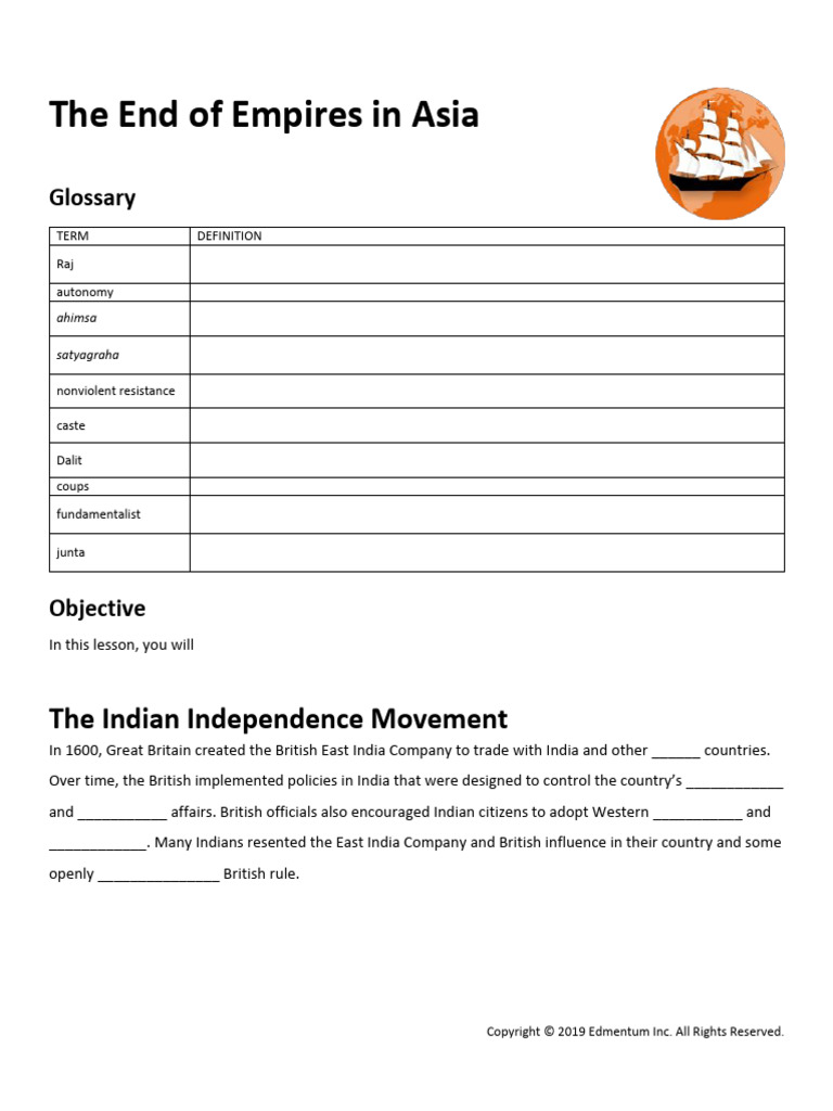 Guided Notes - The End of Empires in Asia | PDF | Mahatma Gandhi ...