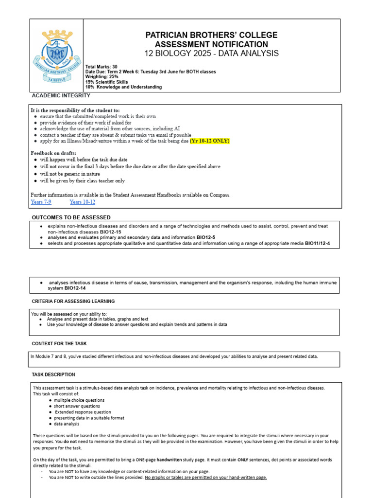 2025 Bio Task 3 Notification | PDF | Information | Data Analysis