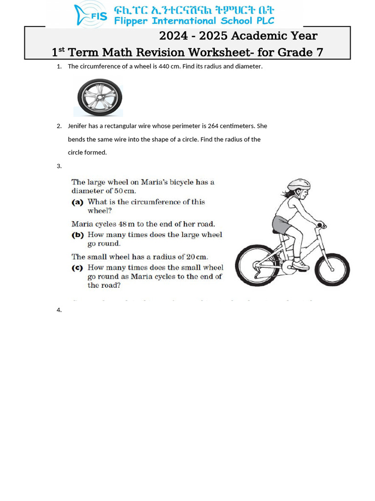 I Term G7 Maths Revision Worksheet | PDF