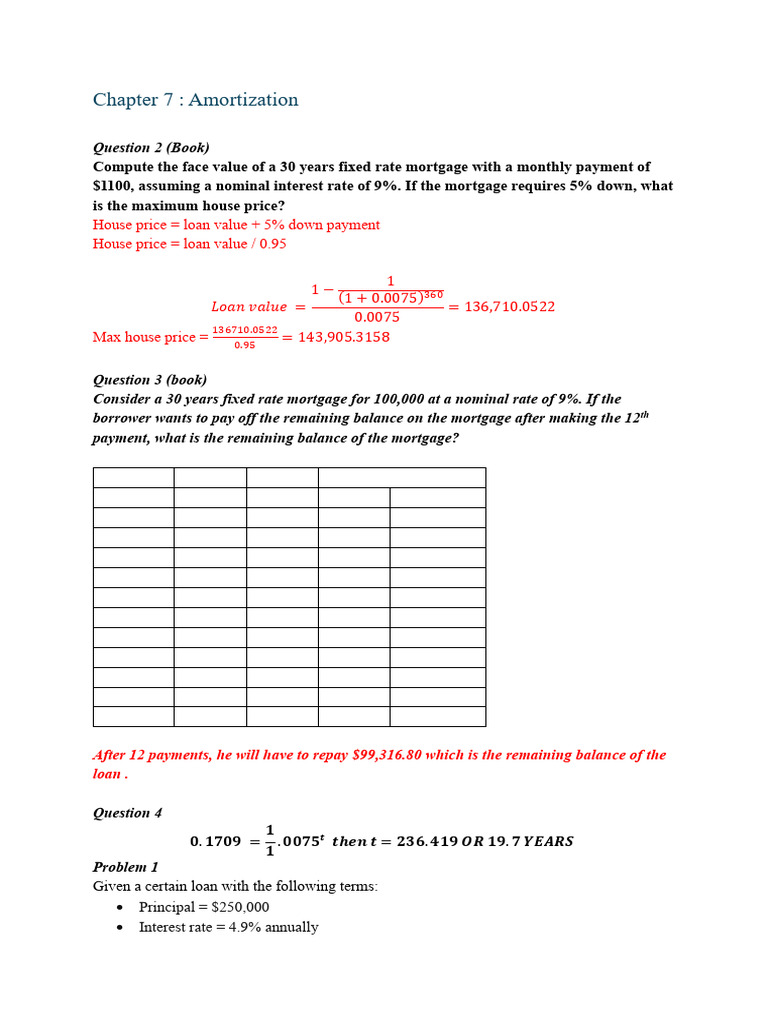 Mortgage Amortization Calculations Guide | PDF | Mortgages | Loans