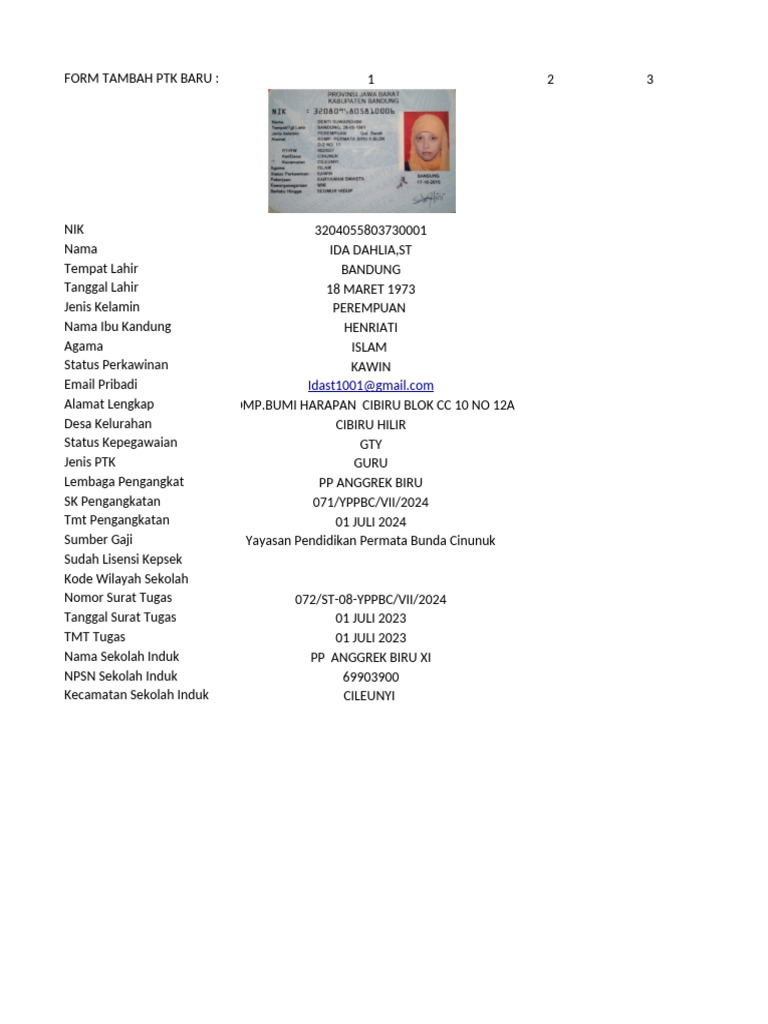 Format PTK Ida Dahlia | PDF