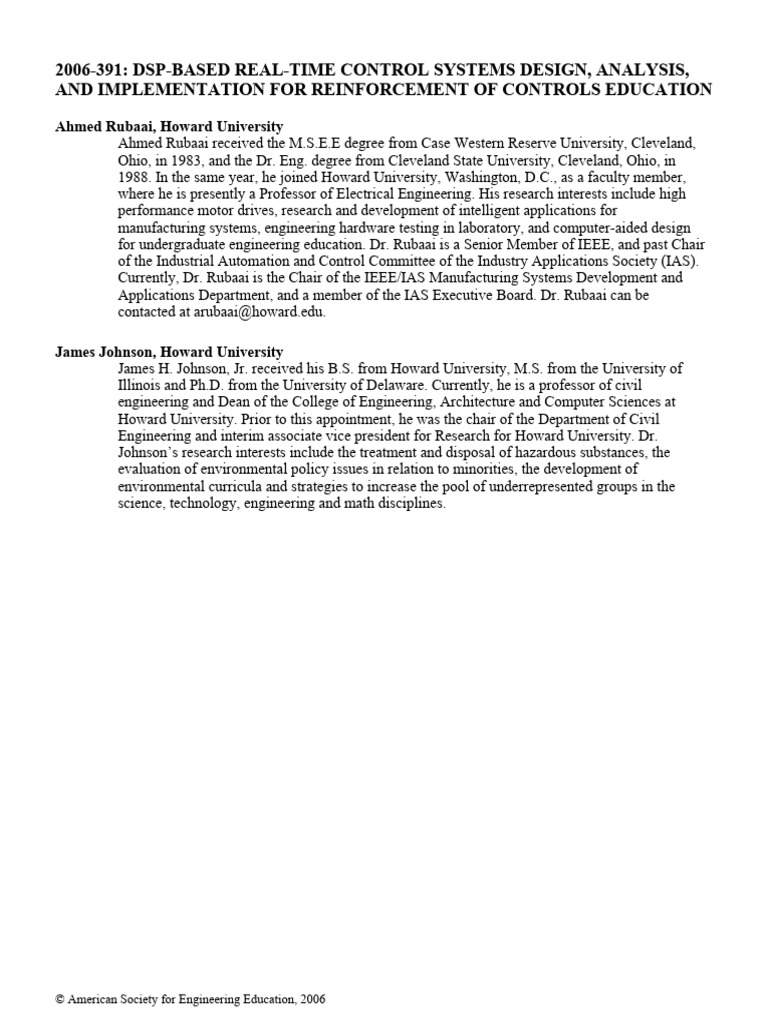 DSP Based Real Time Control Systems Design Analysis and Implementation For Reinforcement of ...
