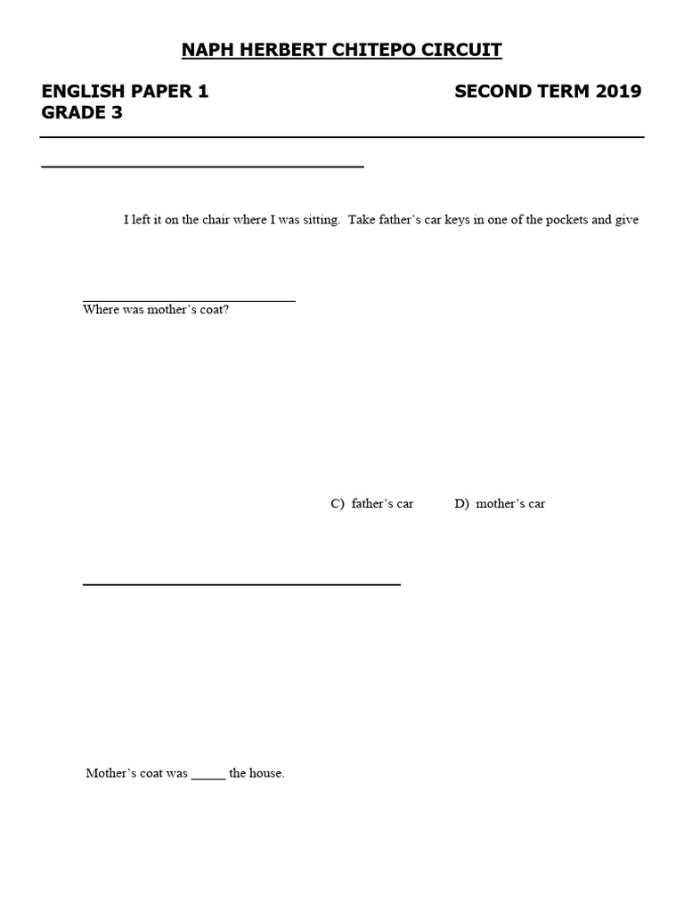 NAPH English Grade 3 2nd Term 2019 | PDF | Cattle