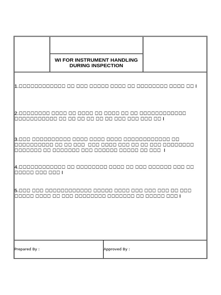Wi For Instrument Handling During Inspection. | PDF