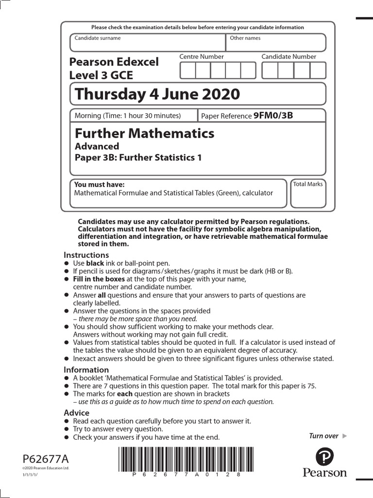 Edexcel Further Statistics Exam Guide | PDF | Statistical Significance ...
