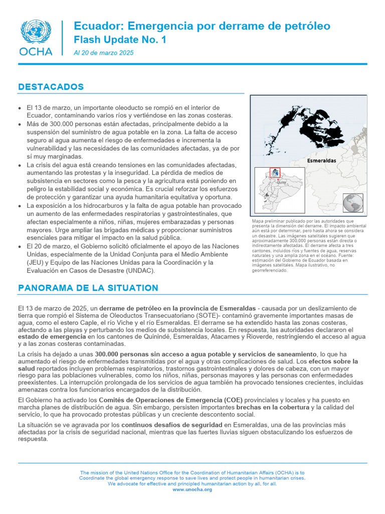 EC-Flash Update 1 Oil Spill SP | PDF | Agua | Contaminación