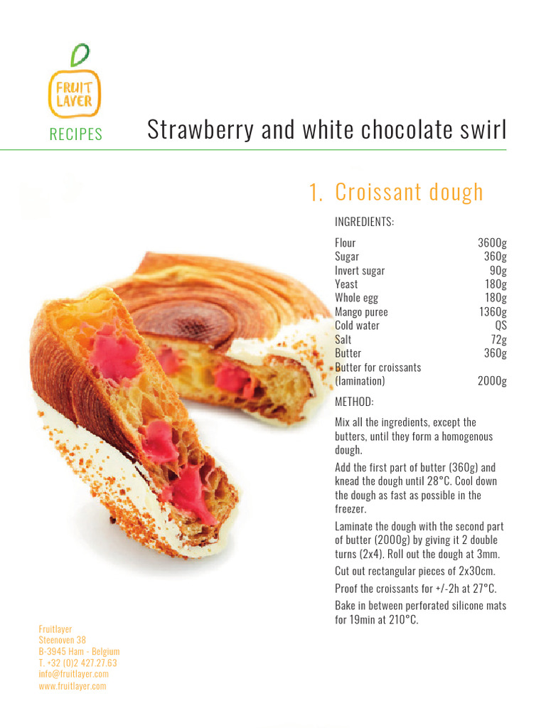 Fruitlayer Strawberry and White Chocolate Swirl | PDF | Dough | Baked Goods