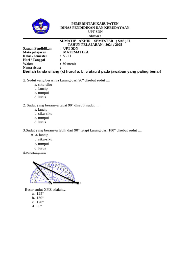 Sas II Matematika Kls 5 Smt 2 | PDF