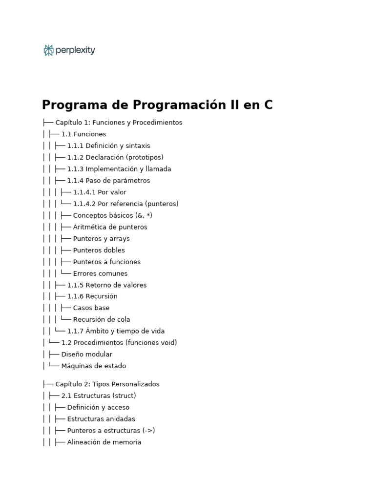 Programa de Programación II en C - Capítulo 1 | PDF | Puntero (Programación de computadora ...