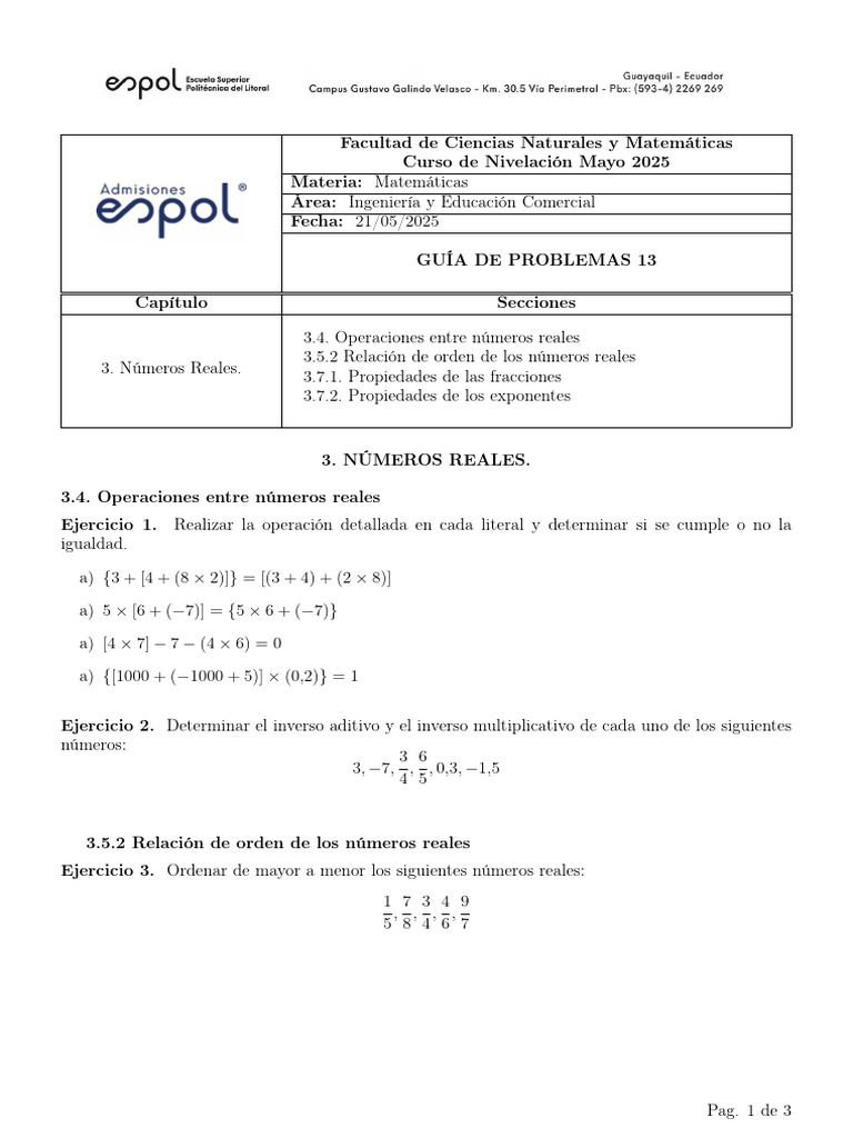 Deber | PDF | Conceptos matemáticos | Matemática Elemental