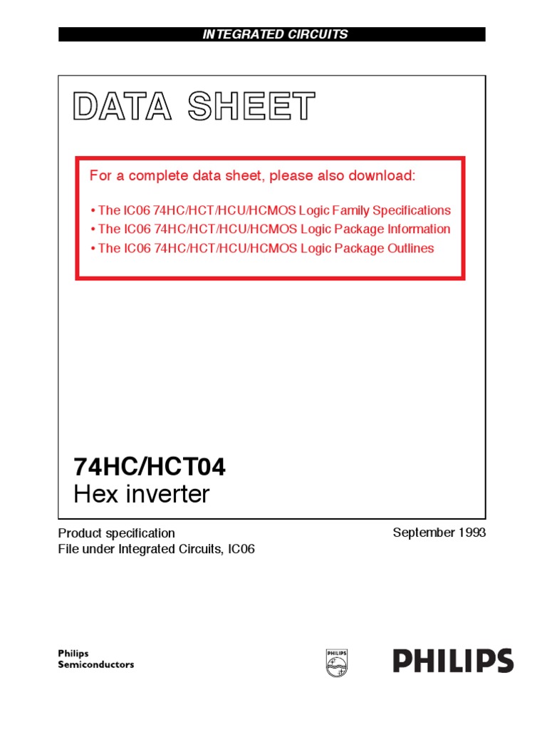 74HC/HCT04 Hex Inverter Datasheet | PDF | Power Inverter | Digital ...