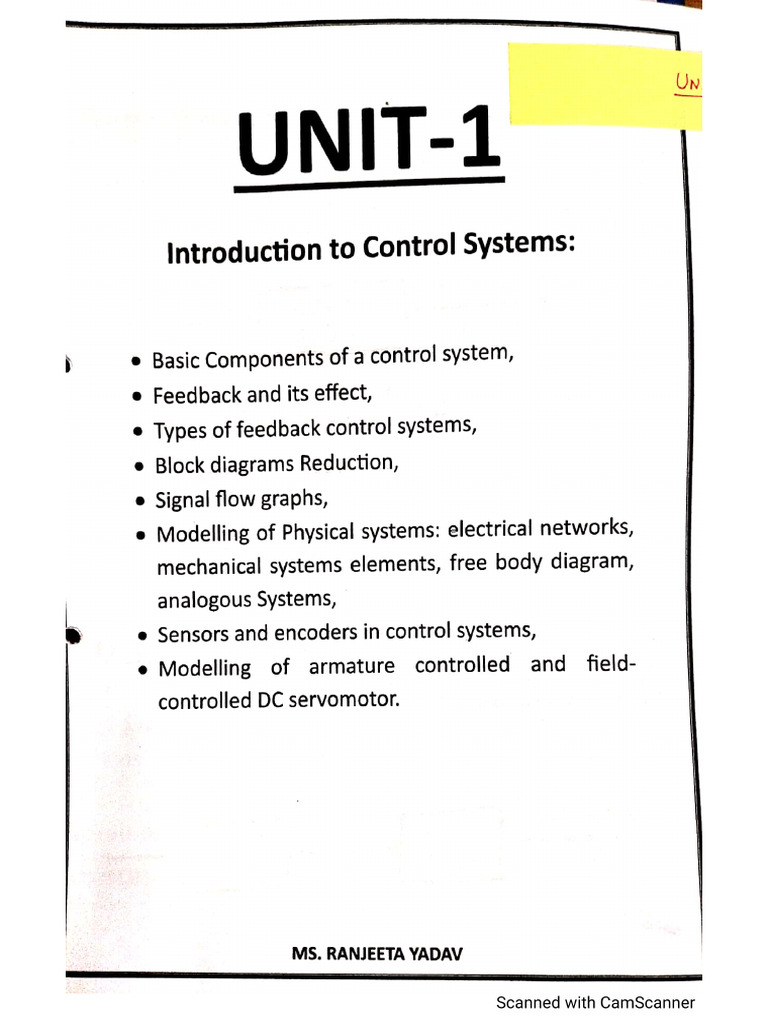 Unit-1 Control System (Bec602) | PDF