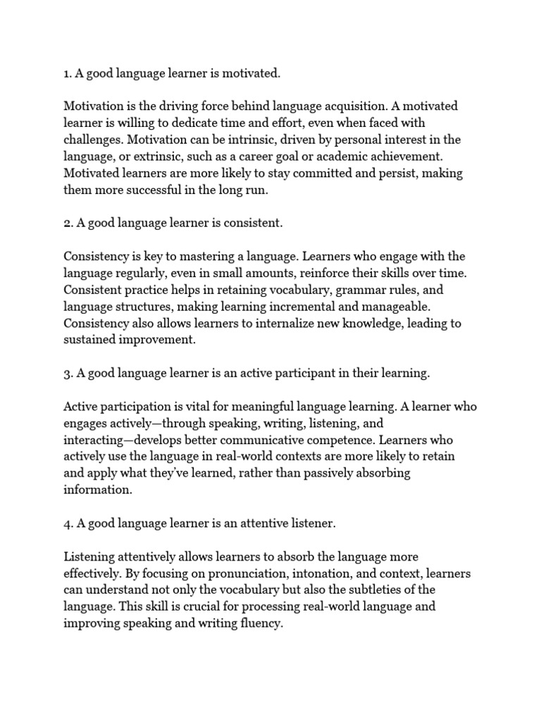 Attributes of A Good Learner | PDF | Learning | Motivation