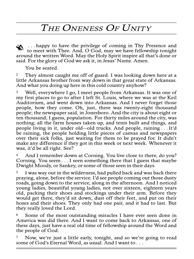 The Oneness of Unity Explained | PDF | Jesus | Baptism