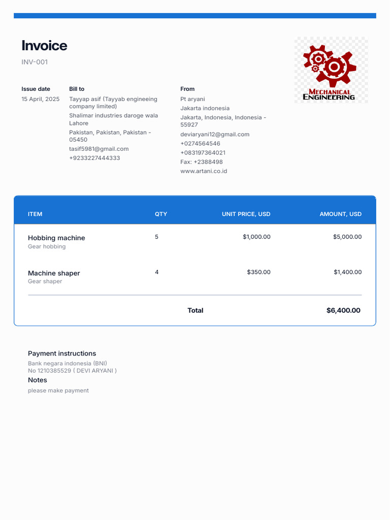 Invoice - INV 001 - 2025 04 15 PDF | PDF