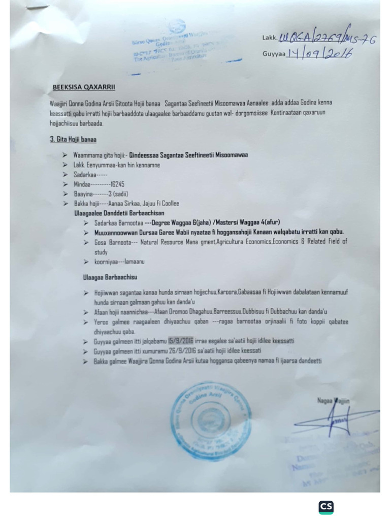 Beeksisa Carraa Hojii | PDF