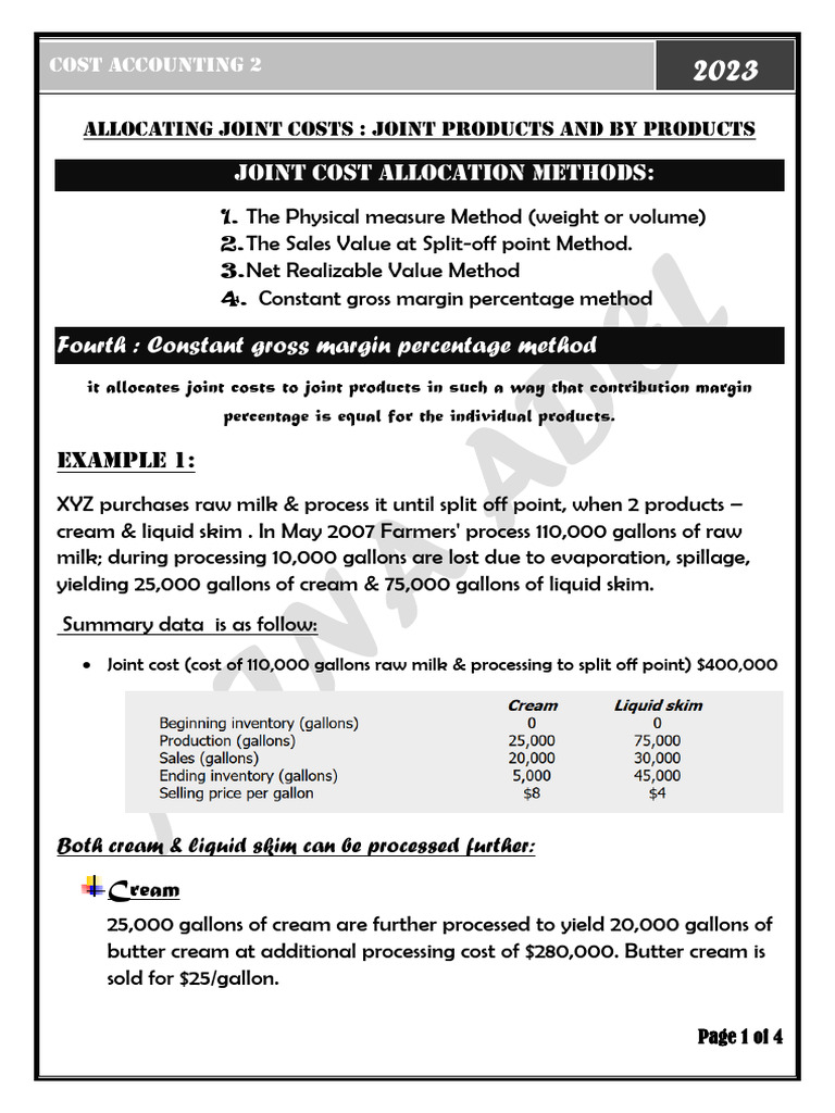 Part 2 A.M Cost Acc 4th 2023 Acc Dep. | PDF | Gross Margin | Cost Of ...