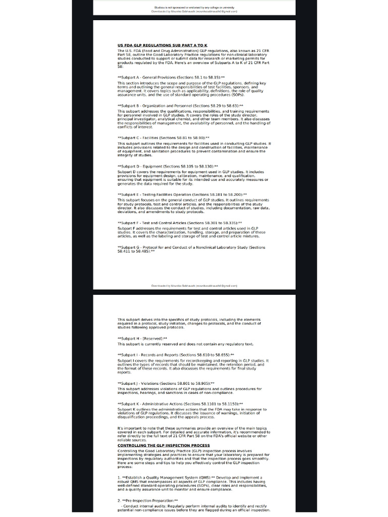 Usfda GLP | PDF