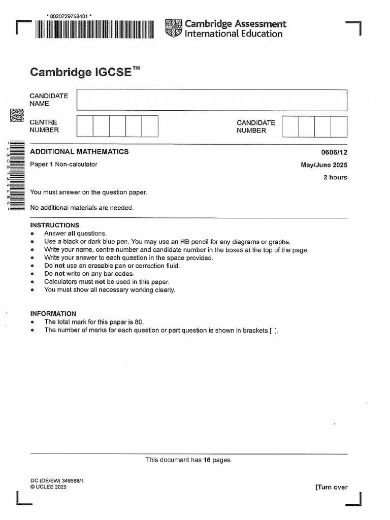 ADDMATH 2025 MJ Paper 1_250521_164303 | PDF
