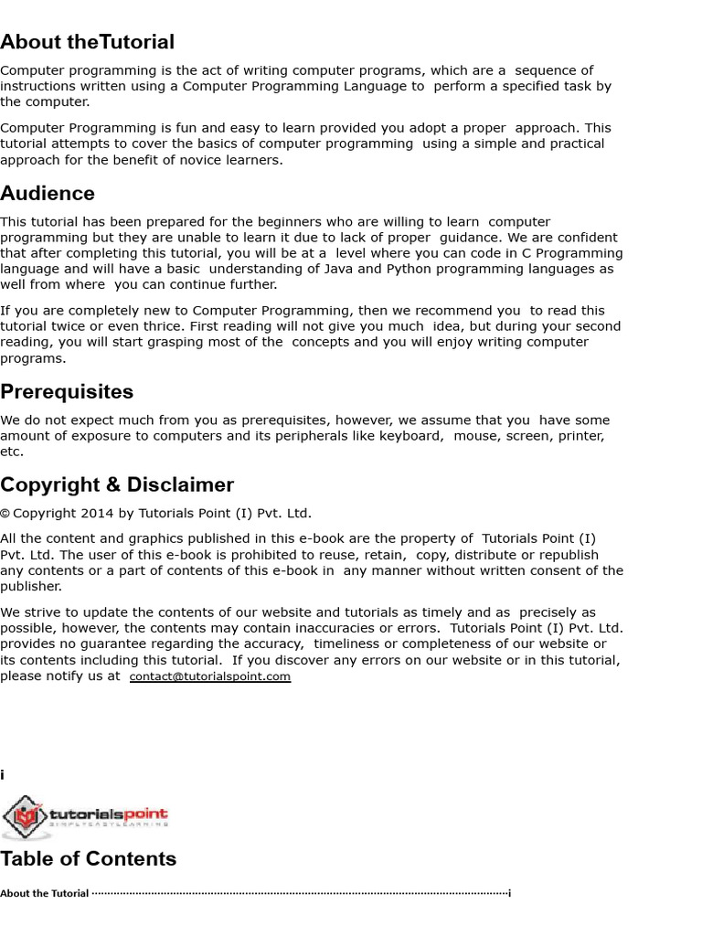 Computer Programming Tutorial | PDF | Data Type | Integer (Computer Science)