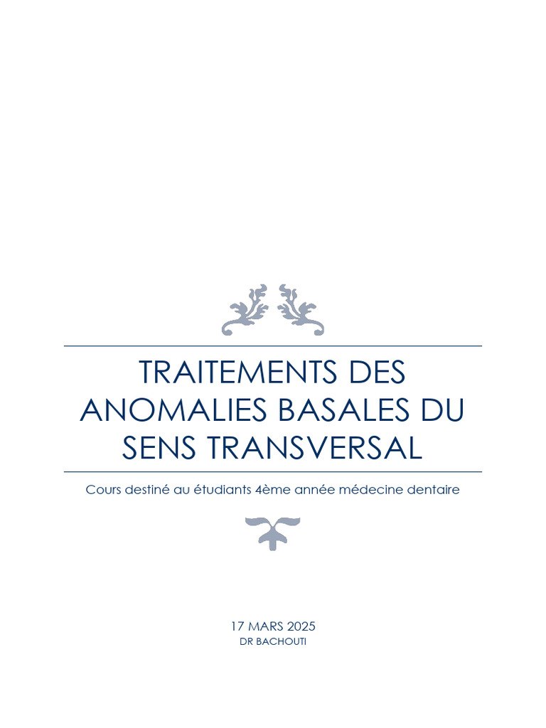 Traitements des anomalies transversales | PDF | Branches de la ...