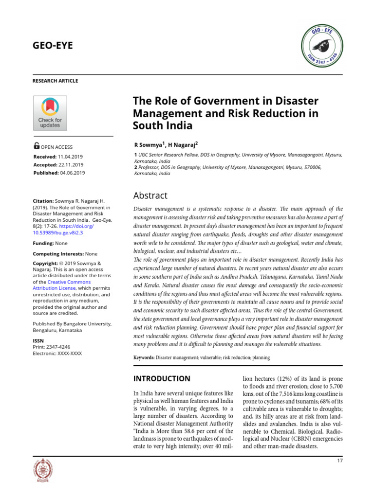 Government's Role in Disaster Management | PDF | Emergency Management ...