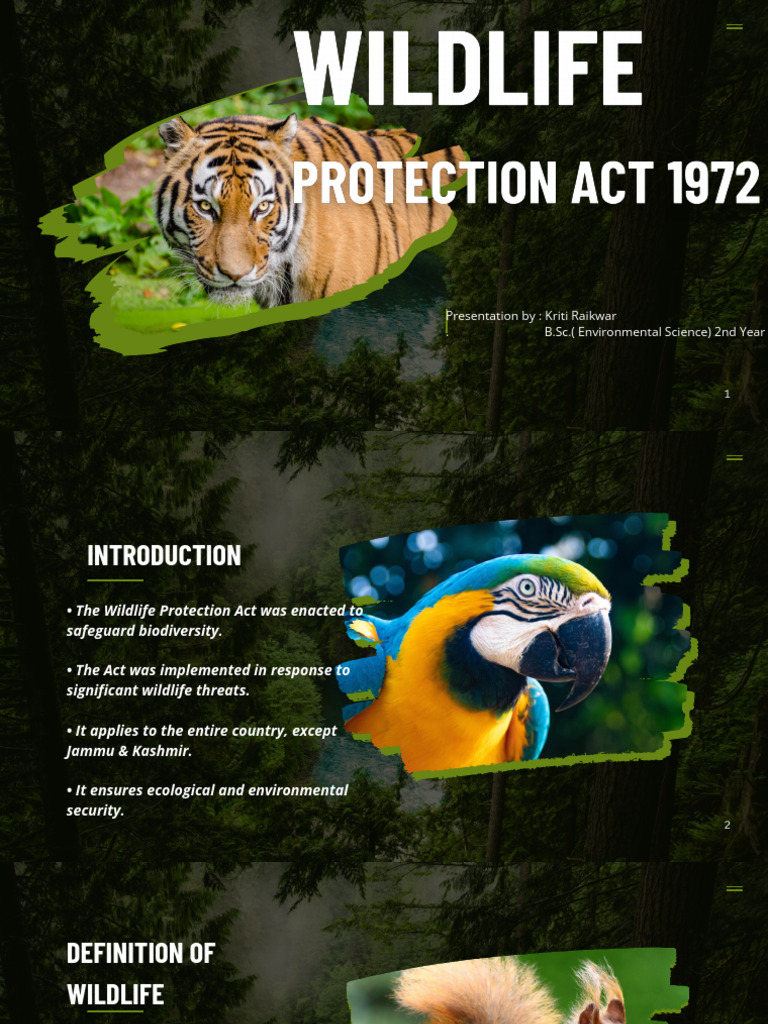 Overview of the Wildlife Protection Act 1972 | PDF | Conservation ...