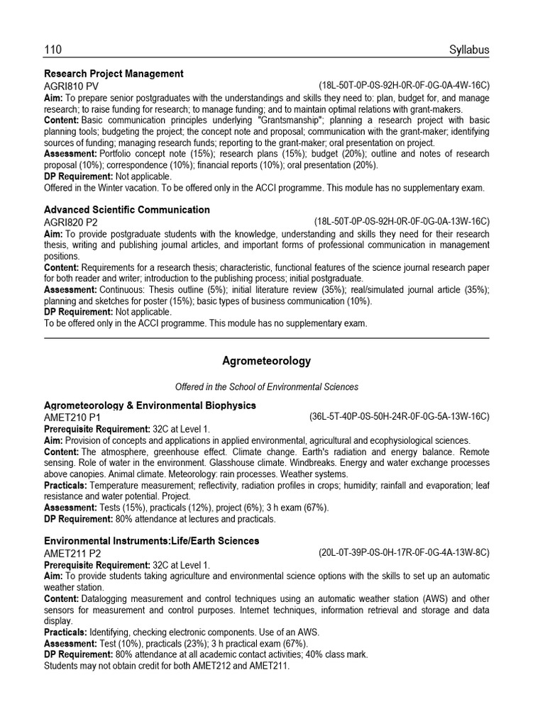Fac Science Agriculture Handbook 2011 Agromet Modules | PDF