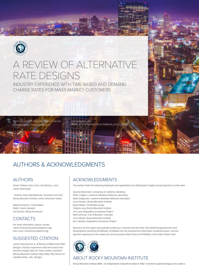 A Review of Alternative Rate Designs 2016 | PDF | Pricing | Demand