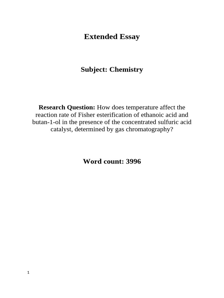 Chemistry Extended Essay Final Draft | PDF | Ester | Chemical Reactions