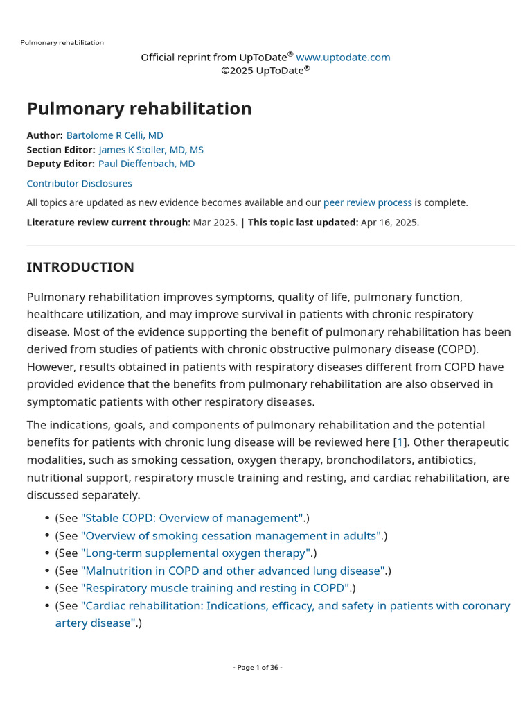 Benefits of Pulmonary Rehabilitation | PDF | Chronic Obstructive ...