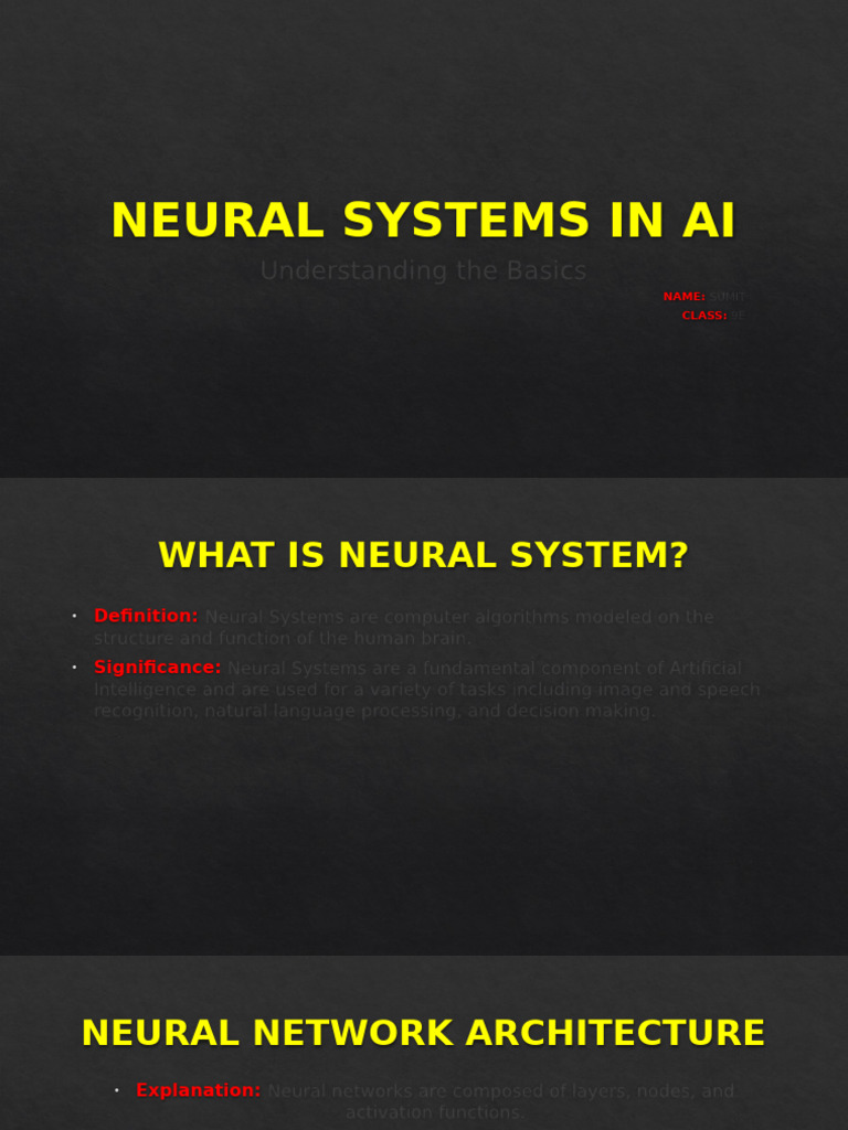 Basics of Neural Systems in AI | PDF
