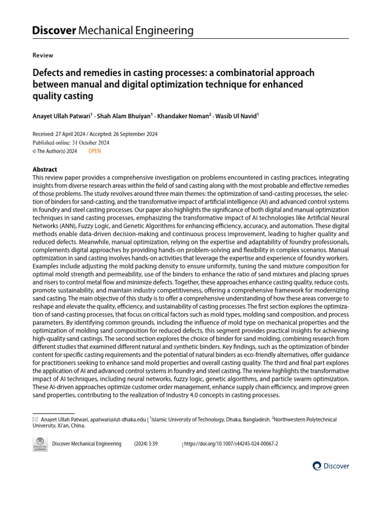 Discover Mechanical Engineering | PDF | Casting | Six Sigma
