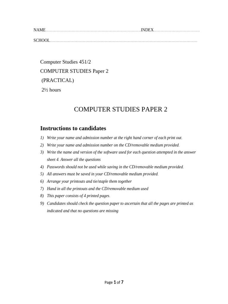 January Paper 2 Computer Studies 2021 | PDF | To Kill A Mockingbird | Text