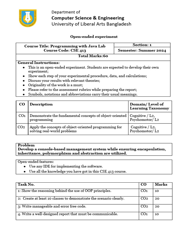 1) Open Ended Lab | PDF